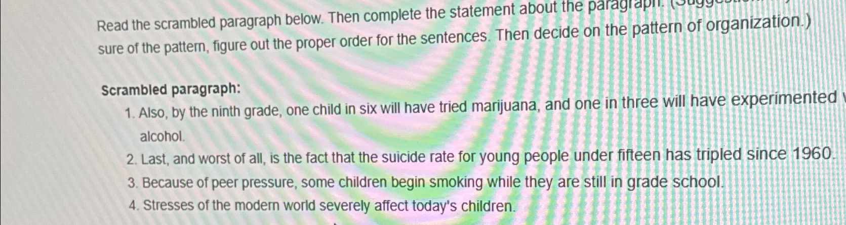 Solved Read the scrambled paragraph below. Then complete the | Chegg.com