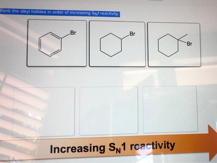 Solved Rank the alkyl halides in order of increasing Sn1 | Chegg.com