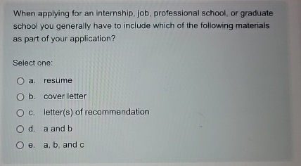 Solved When applying for an internship, job, professional | Chegg.com