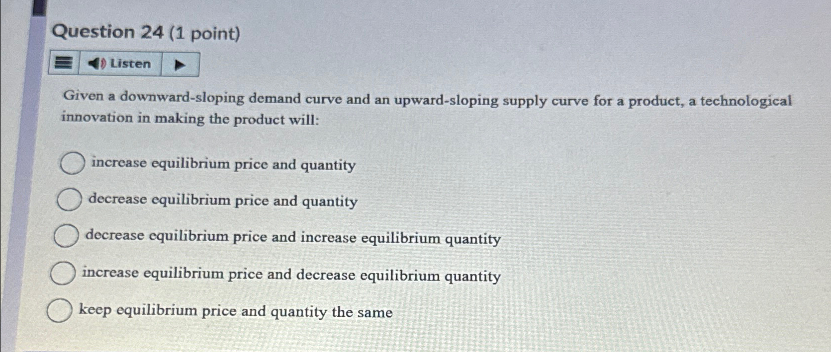 Solved Question 24 (1 ﻿point)Given a downward-sloping demand | Chegg.com