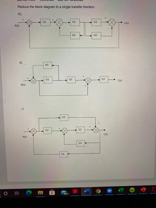 Solved Reduce the block diagram to a single transfer | Chegg.com