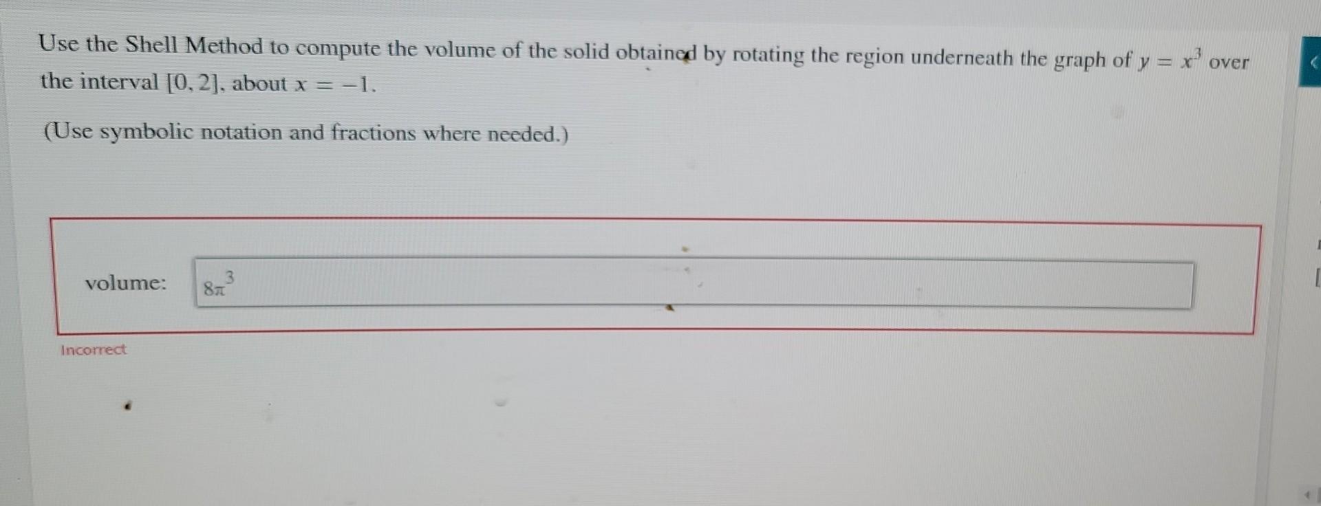 Solved Use the Shell Method to compute the volume of the | Chegg.com