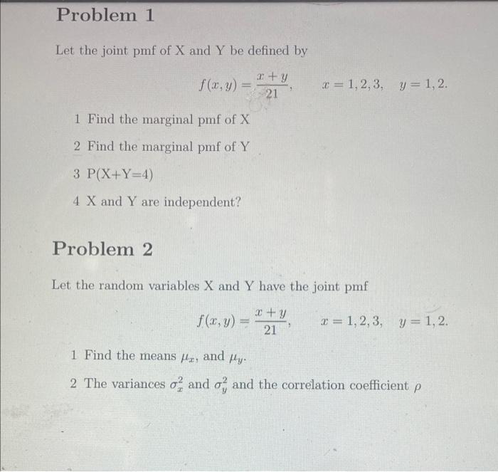 Solved Let the joint pmf of X and Y be defined by | Chegg.com