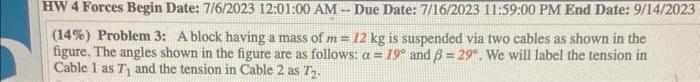(14\%) Problem 3: A block having a mass of m=12 kg is | Chegg.com
