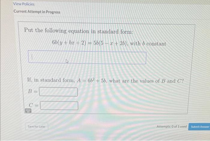 Solved Put the following equation in standard form: | Chegg.com