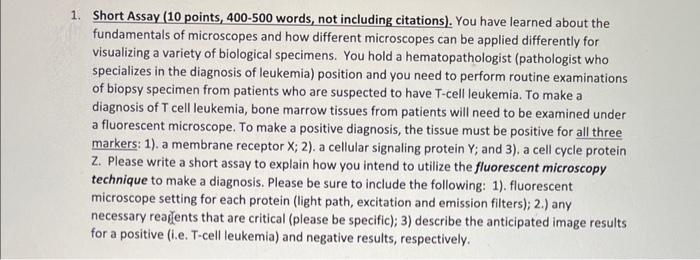 Solved Short Assay ( 10 points, 400−500 words, not including | Chegg.com