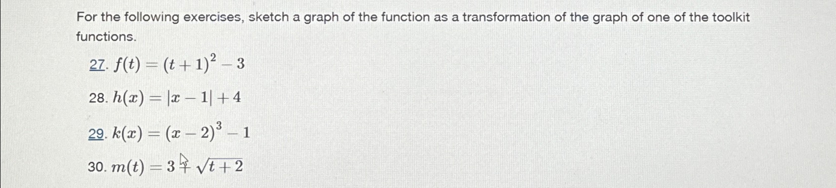 Solved For the following exercises, sketch a graph of the | Chegg.com