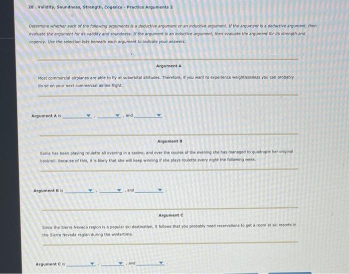 Solved 20. Validity, Soundness, Strength, Cogency - Practice | Chegg.com
