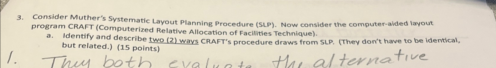 Solved Consider Muther's Systematic Layout Planning | Chegg.com