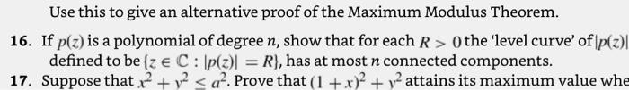 Solved Use this to give an alternative proof of the Maximum | Chegg.com