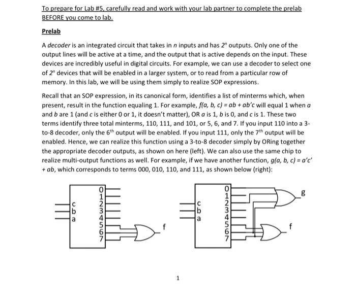 Solved To prepare for Lab # S, carefully read and work with | Chegg.com