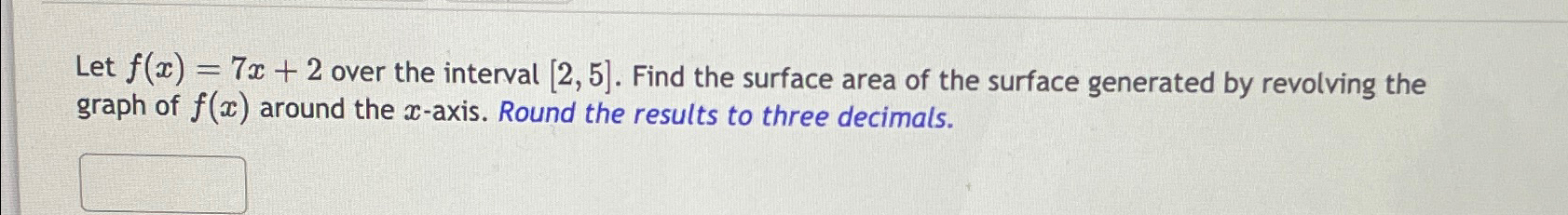 Solved Let f(x)=7x+2 ﻿over the interval 2,5. ﻿Find the | Chegg.com