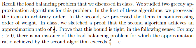 Solved Recall the load balancing problem that we discussed | Chegg.com