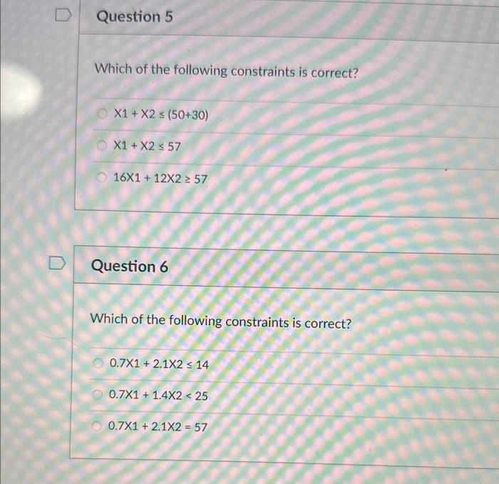 Solved Which of the following constraints is correct? | Chegg.com