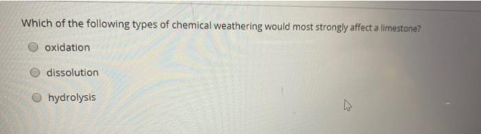 Solved Which of the following types of chemical weathering | Chegg.com