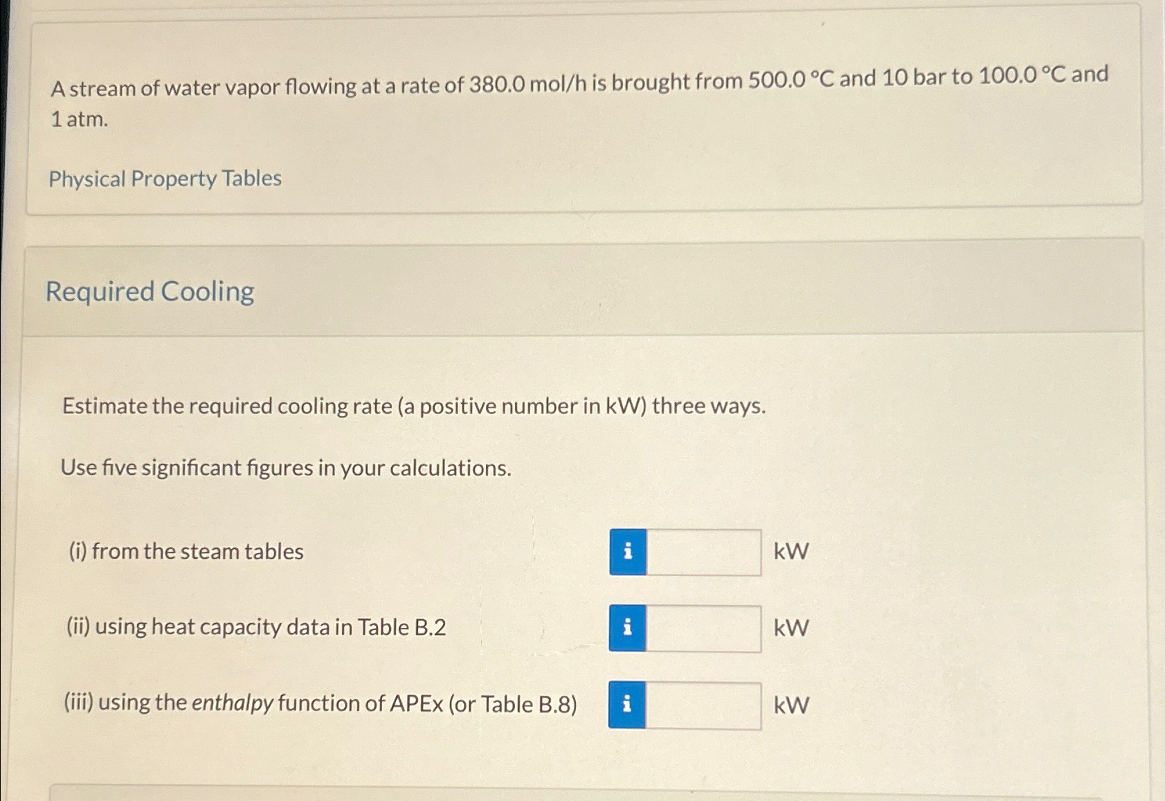 Solved A stream of water vapor flowing at a rate of | Chegg.com