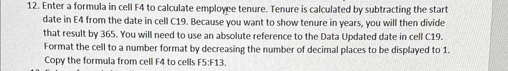 Solved Enter a formula in cell F4 ﻿to calculate employee | Chegg.com