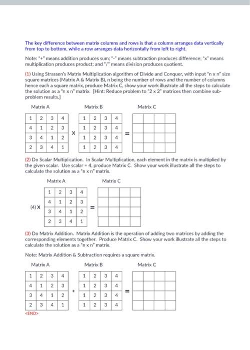 Solved The Key Difference Between Matrix Columns And Rows Is 1390
