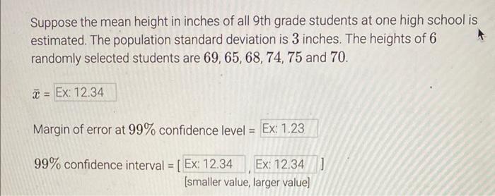 Solved Suppose the mean height in inches of all 9th grade | Chegg.com