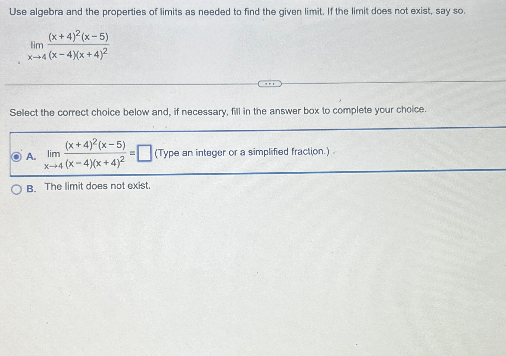 Solved Use algebra and the properties of limits as needed to | Chegg.com