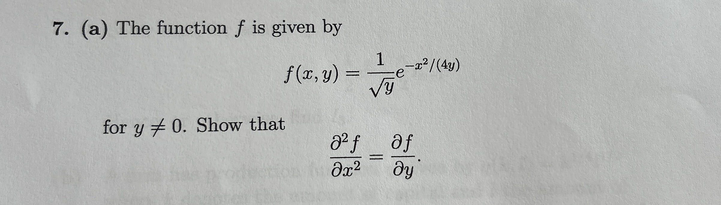 Solved (a) ﻿The function f ﻿is given byf(x,y)=1y2e-x24yfor | Chegg.com