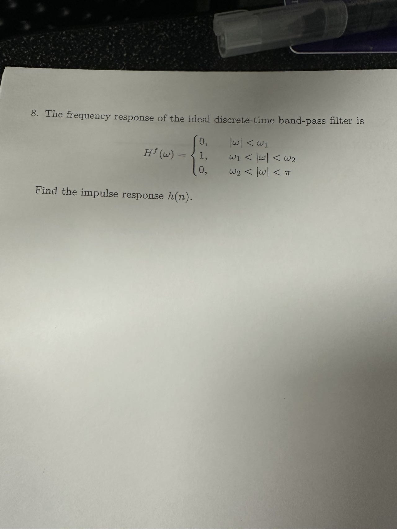 Solved The frequency response of the ideal discrete-time | Chegg.com