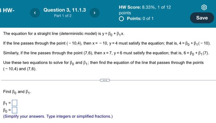 Solved The equation for a straight line (deterministic | Chegg.com