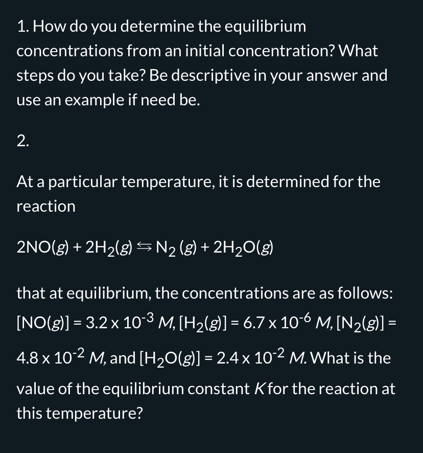 Solved How do you determine the equilibrium concentrations | Chegg.com