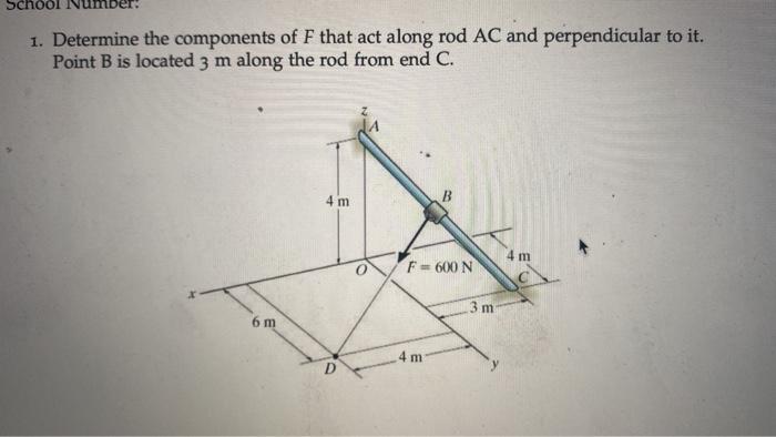 Solved 1. Determine the components of F that act along rod | Chegg.com Solved 1. Determine the components of F that act along rod | Chegg.com