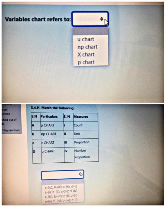 Solved Variables Chart Refers To U Chart Np Chart X Chart P 