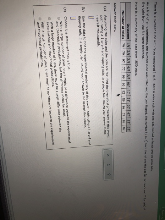 Solved There is a number cube with faces numbered 1 to 6. | Chegg.com