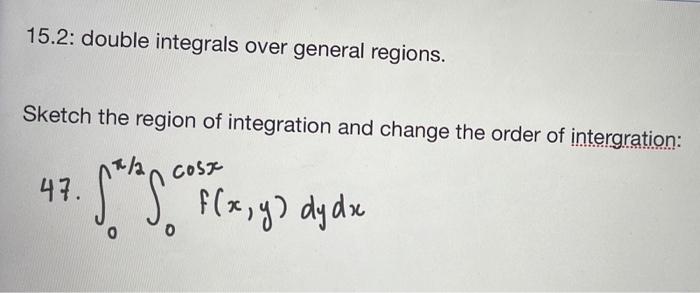 Solved 15.2: double integrals over general regions. Sketch | Chegg.com