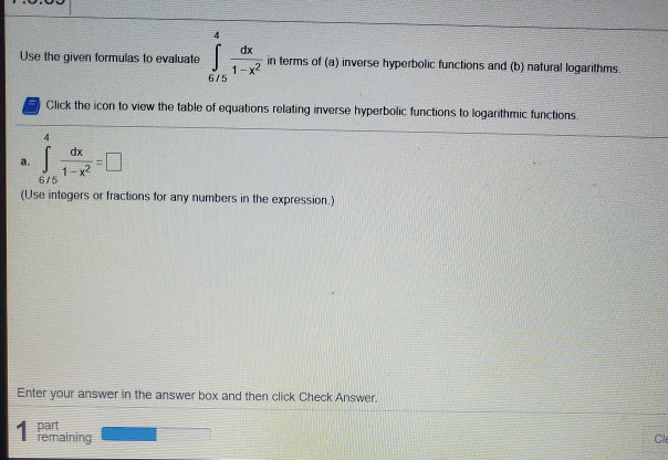 Solved Use the given formulas to evaluate dx 1 - x2 in terms | Chegg.com
