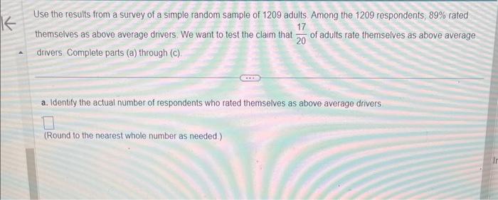 Solved Use the results from a survey of a simple random | Chegg.com