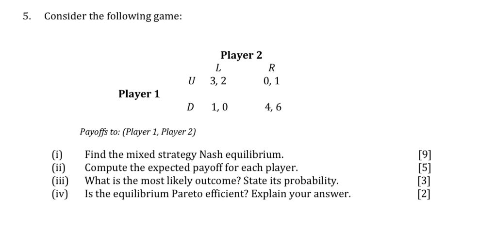 Solved Consider the following game:Payoffs to: (Player 1, | Chegg.com
