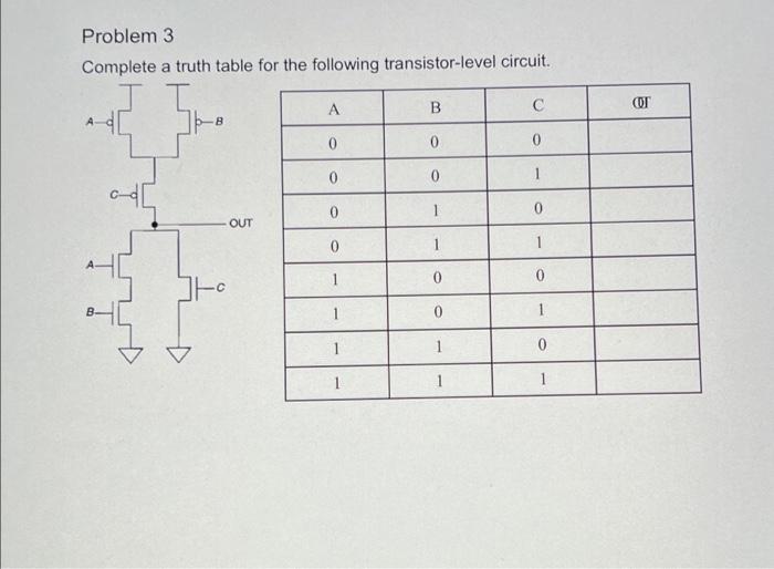 Solved Problem 3 Complete a truth table for the following | Chegg.com