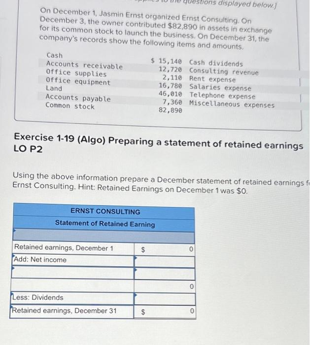 Solved using the above information, prepare a December | Chegg.com