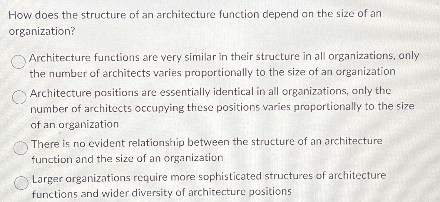 Solved How does the structure of an architecture function | Chegg.com
