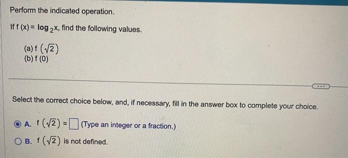 Solved Perform the indicated operation. If f (x) = log 2x, | Chegg.com