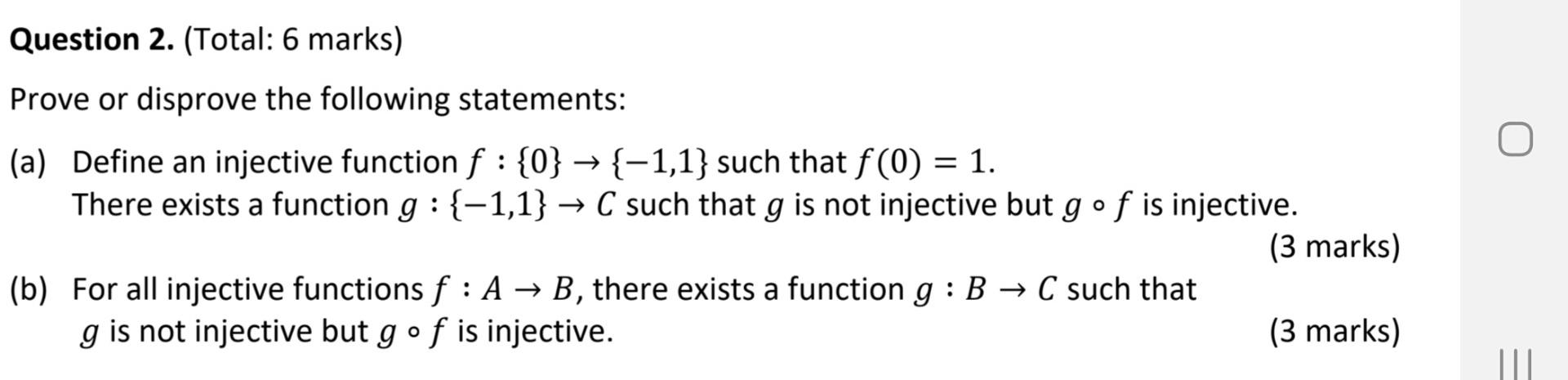 Solved Question 2. (Total: 6 marks) Prove or disprove the | Chegg.com
