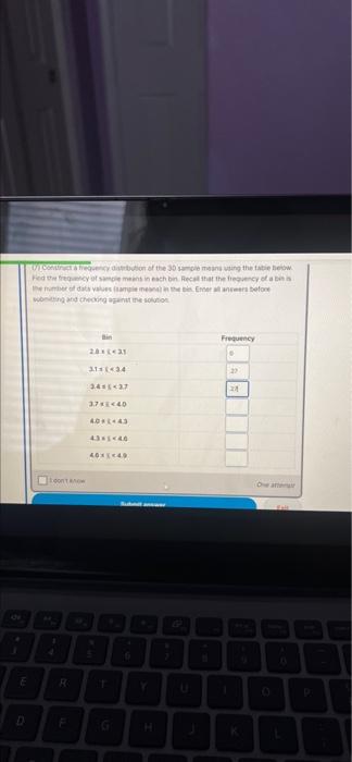 (7) Construct a frequency distribution of the 30 | Chegg.com