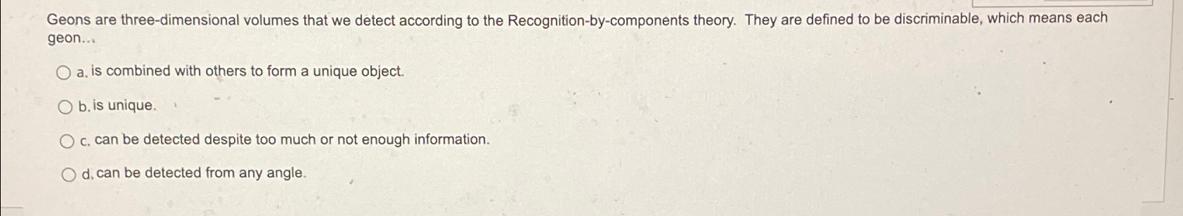 Solved Geons are three-dimensional volumes that we detect | Chegg.com