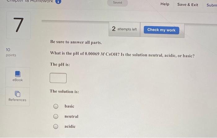 Solved work 1 Saved Help Save & Exit Subm 7 2 attempts left | Chegg.com