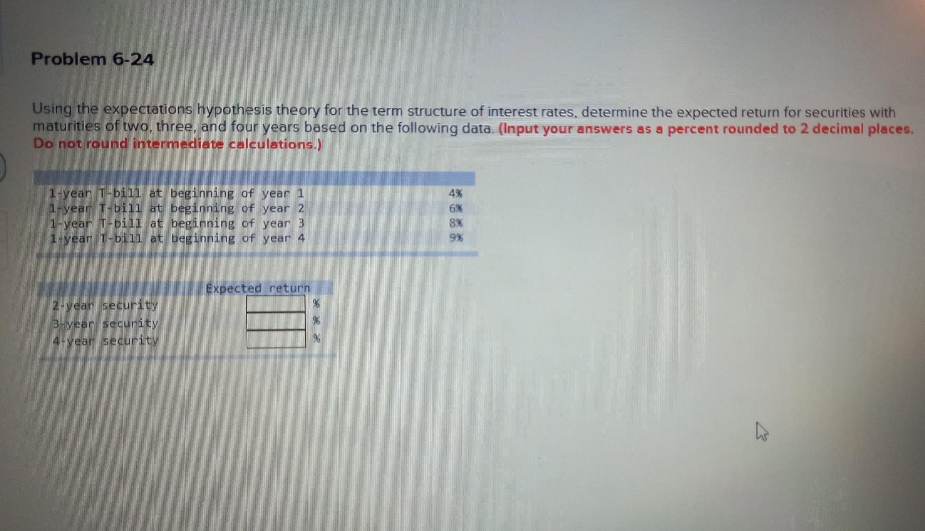 Solved Using the expectations hypothesis theory for the term | Chegg.com