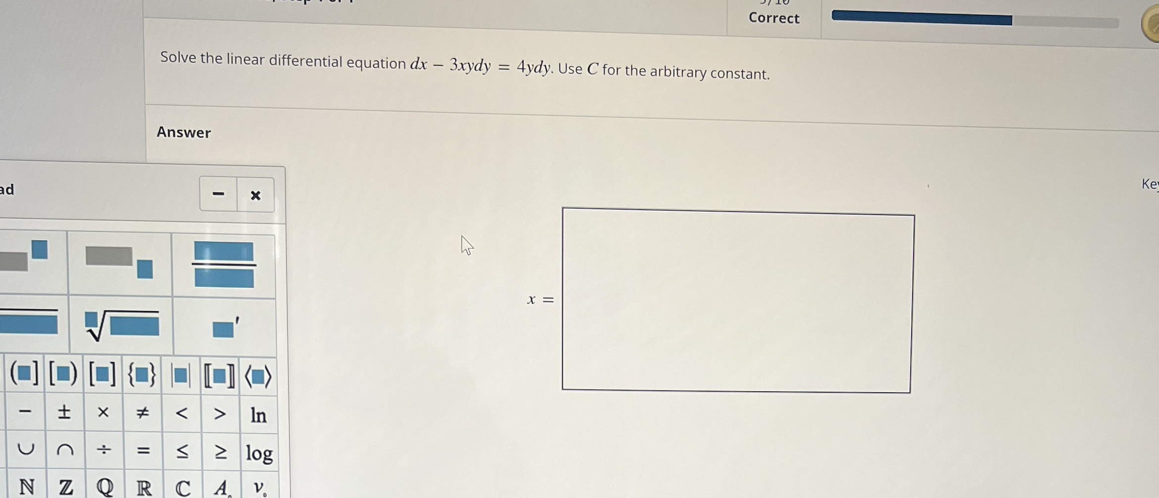 Solved Solve the linear differential equation dx-3xydy=4ydy. | Chegg.com