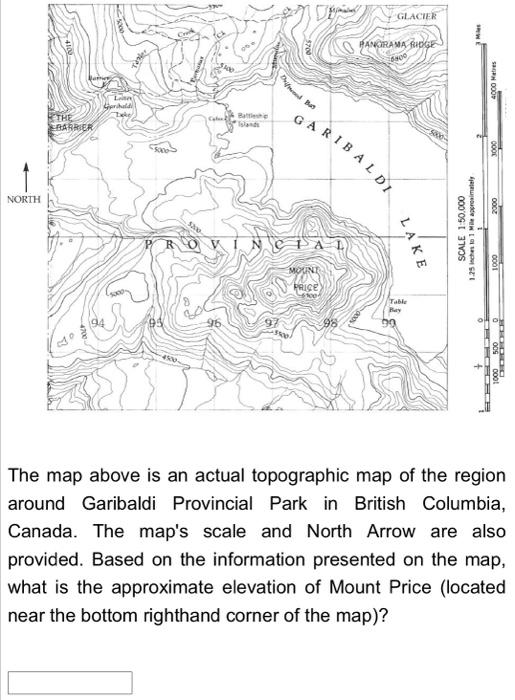 Solved The map above is an actual topographic map of the | Chegg.com