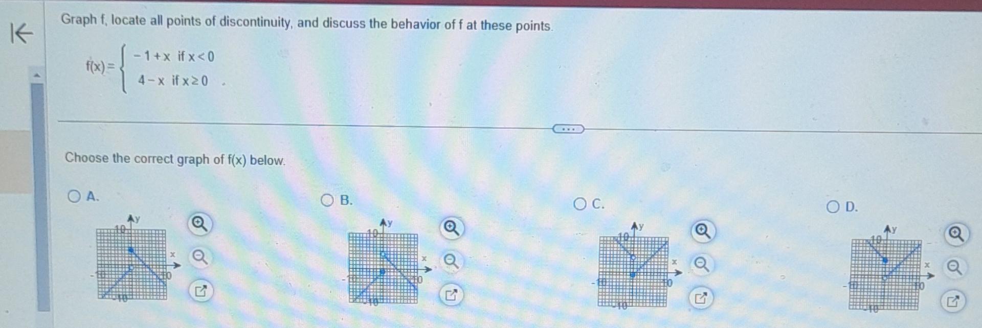 Solved Graph f, locate all points of discontinuity, and | Chegg.com