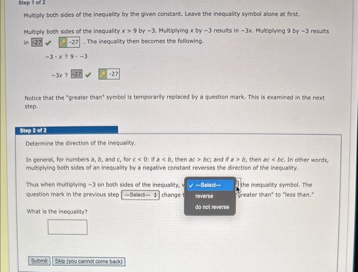 Solved What inequality will you get when you multiply both | Chegg.com