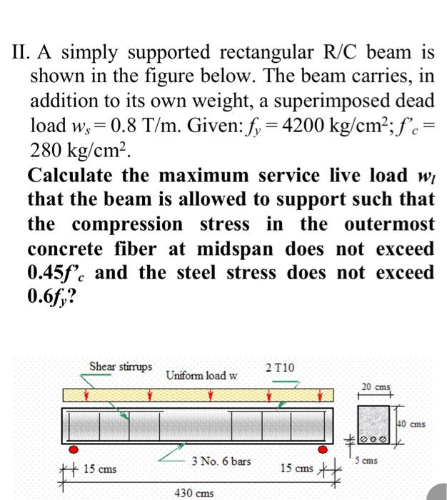 Solved II. A simply supported rectangular R/C beam is shown | Chegg.com
