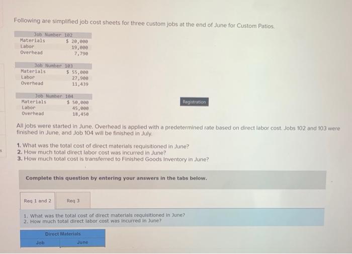 Solved Following are simplified job cost sheets for three | Chegg.com